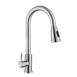 Generic Kitchen Faucet with Extendable Sprayer, Single Handle Hot and Cold Water Kitchen Faucet, Stainless Steel Faucet, Three Use Modes Faucets, Brushed Finish
