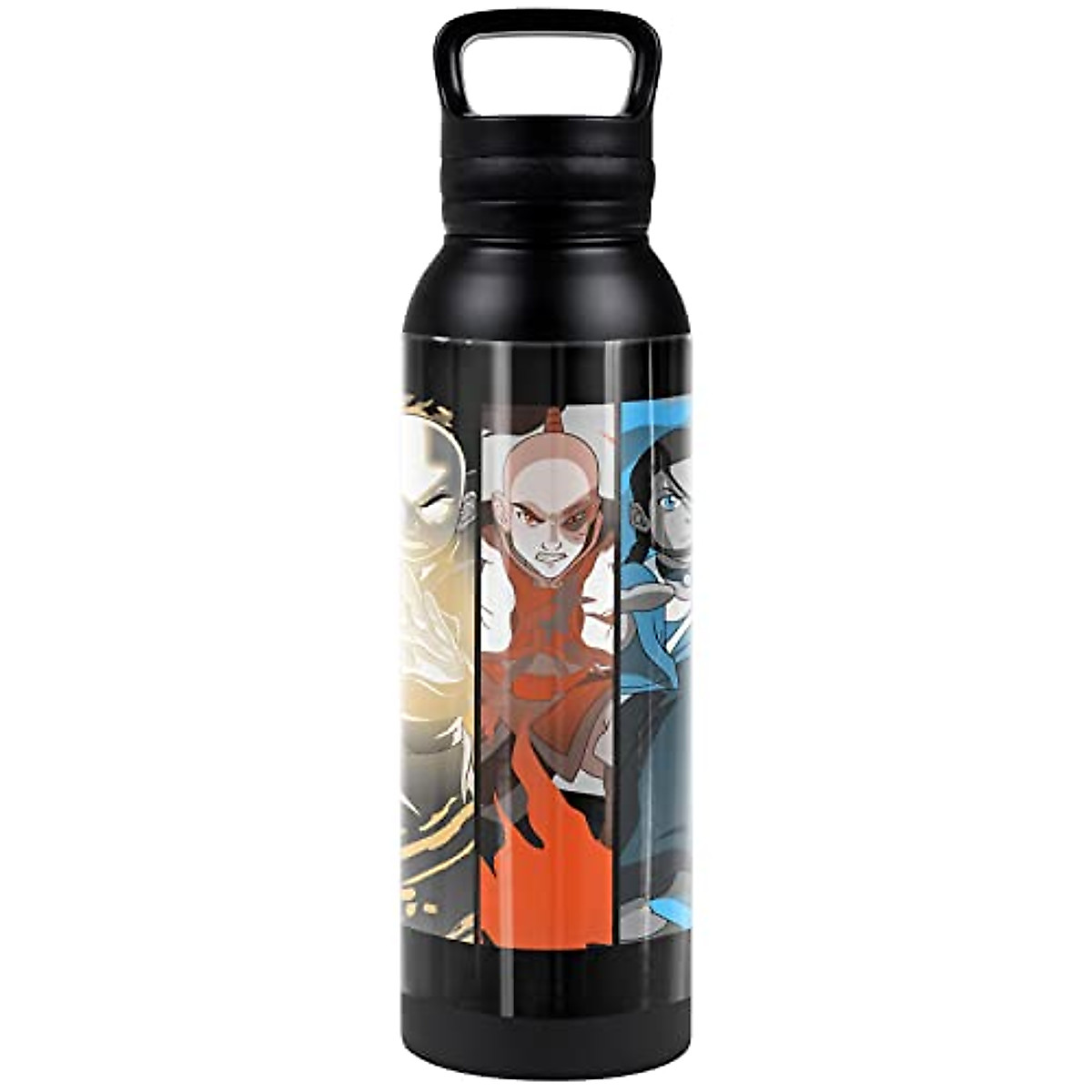 Avatar The Last Airbender OFFICIAL Triple Bender 24 oz Insulated Canteen Water Bottle, Leak Resistant, Vacuum Insulated Stainless Steel with Loop Cap