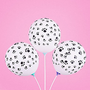 DelightBox Paw Prints-A-Round Biodegradable Latex Balloons, White with Black paw prints All-Around, 11-Inch (12-Units)