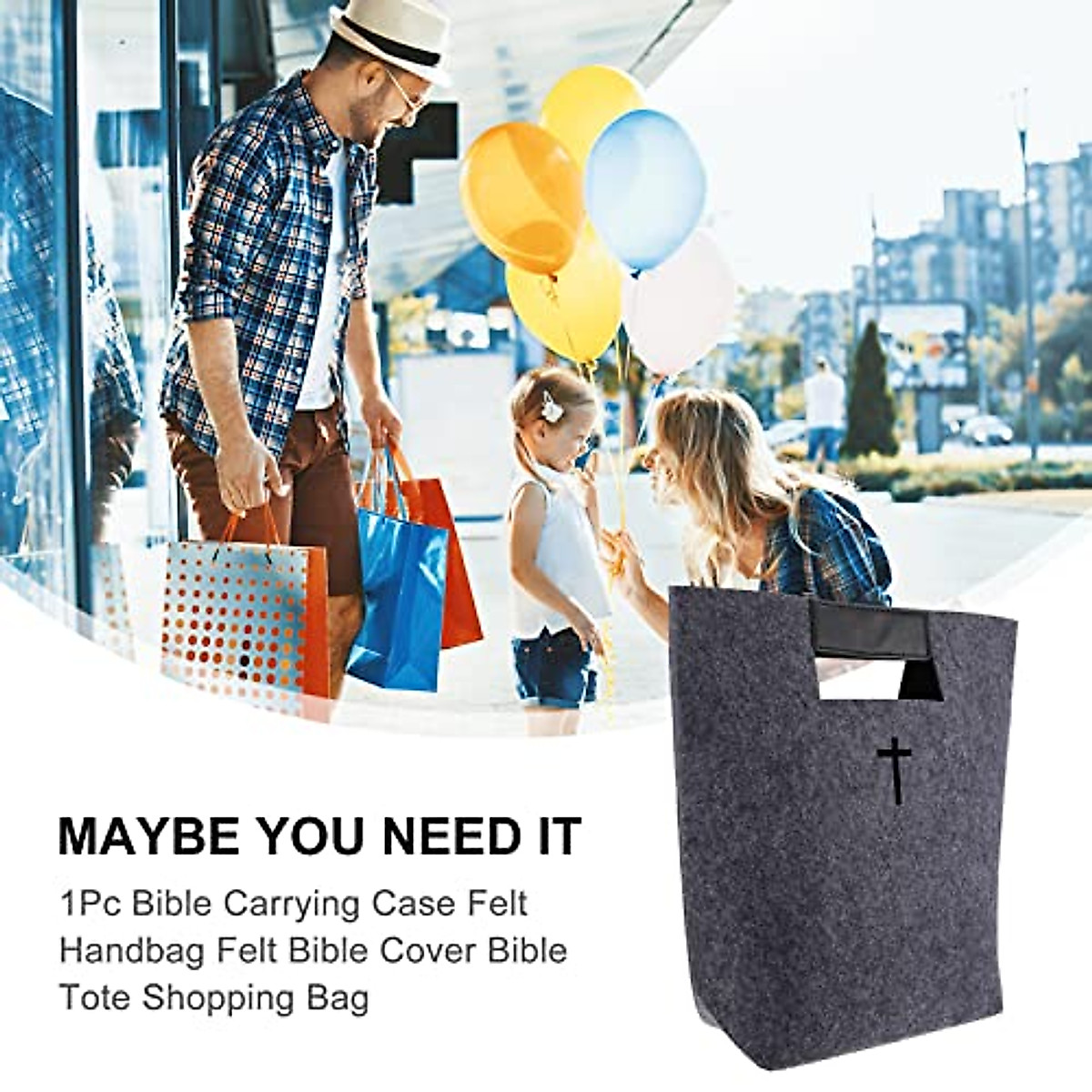 Operitacx 2pcs Holy Case Hollowed School Case, Work Grocery Church Handbag Grey Tote Cover Felt Shopping for Bag Study Bible Book Women Christian Cross Gifts Travel Gift Carrier