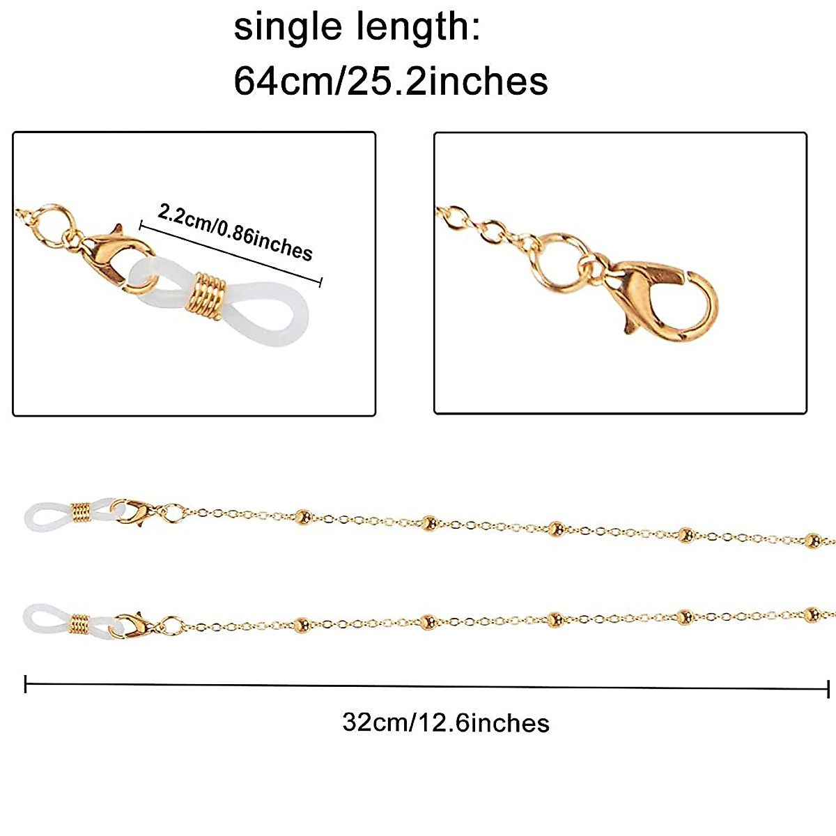 NA 2 Pcs Mask Holder Chain Lanyard Necklace Eyeglass Glasses Chains Strap Stylish Leash Handy Face Retainer Hanger Keeper Face Holder Accessory Necklace Jewelry for Women, Men, Teen, Kids Elderly