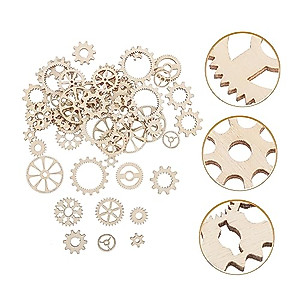 Gadpiparty 50pcs Gear Cutouts Nativity Craft Mini Jigsaw Unfinished Wood Gear Mini Gear Cut Outs Brain Teaser Puzzles Gear Ornaments Unfinished Wood Cutouts Child Wood Trim Wooden Blank