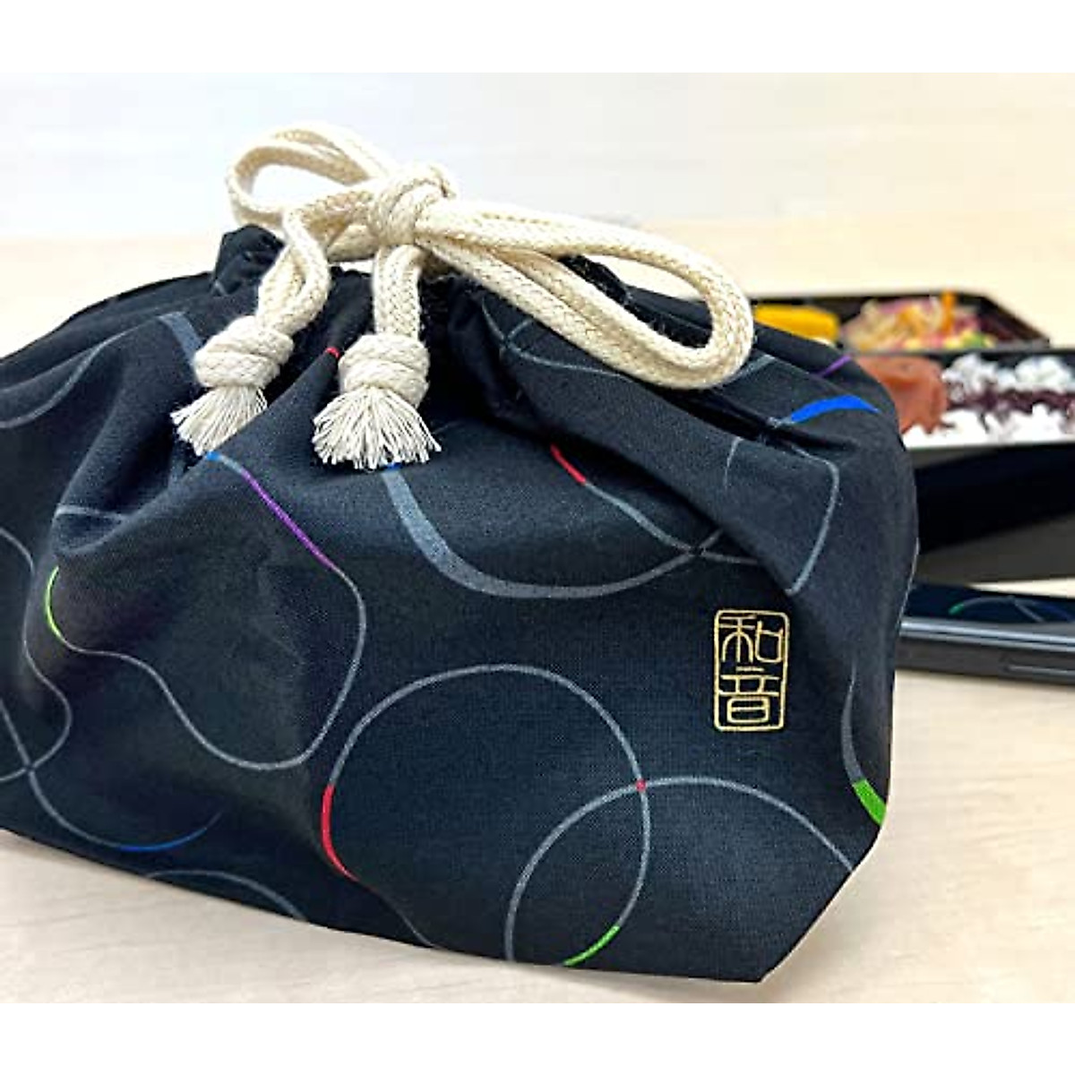 OSK 1 X Cool Japanese Bento Lunch Box with Belt, Bag Chopsticks - Waon Black