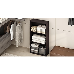 Furinno Basic 3-Tier Bookcase Storage Shelves, Dark Walnut