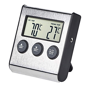 Digital Cooking Thermometer, Kitchen LCD Thermometer, BBQ Thermometer Cooking Meat Grilling Thermometer with Timer Function for Food Store/Grill/Family, Magnet on The Back