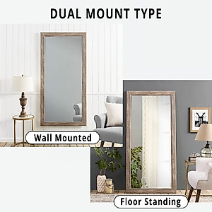 Naomi Home Farmhouse Full-Length Mirror with Wood Frame – Rustic 66"x32" Large Floor Mirror, Elegant Full Body Standing or Wall Mirror, Rustic Wood Mirror Full Length for Bedroom, Warm Grey Finish