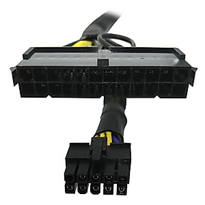 COMeap 24 Pin to 10 Pin ATX PSU Main Power Adapter Braided Sleeved Cable for IBM Lenovo PCs and Servers 12-inch(30cm)