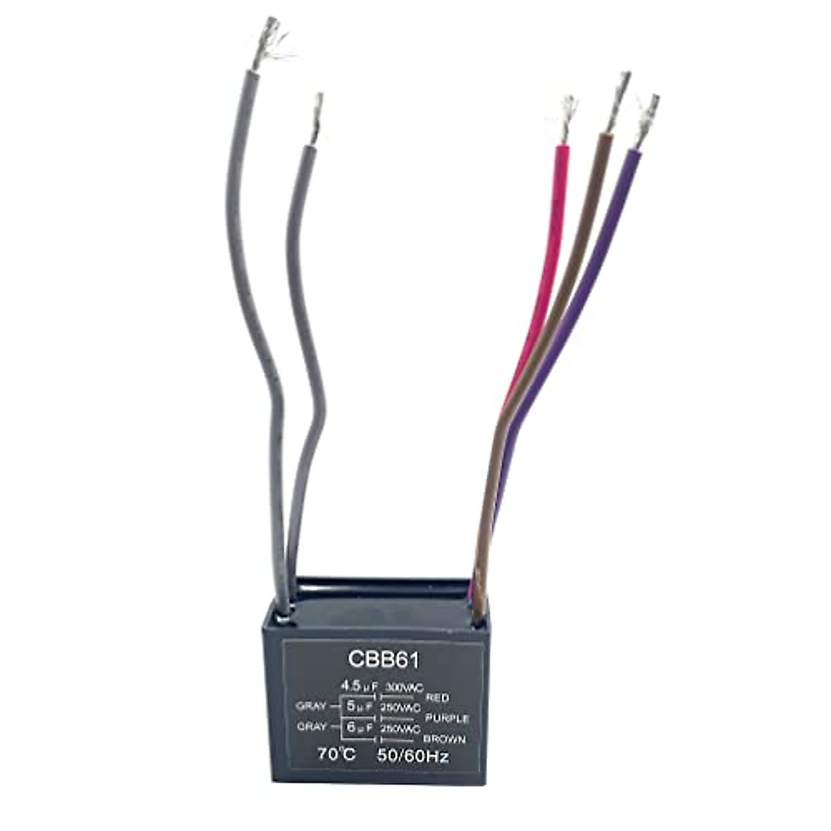 New Motor Ceiling 5 Wire Ceiling Fan Capacitor CBB61 4.5uf + 5uf + 6uf 250V 2Pcs