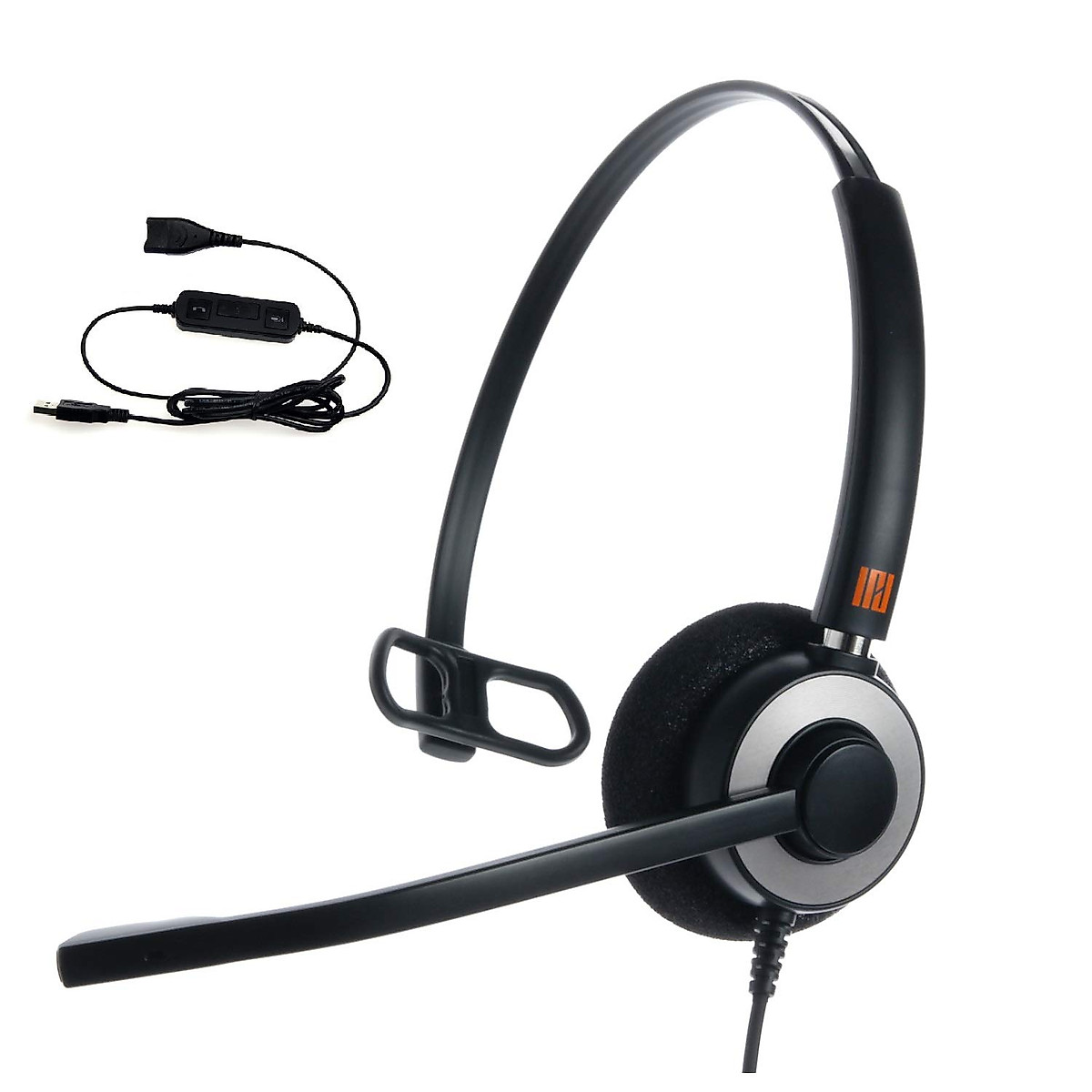 IPD IPH-510 USB Adapter Phone Cable w/ON/Off Button Compatible with PC Soft Phones - Microsoft Teams, Skype, Zoom, Avaya & Cisco Jabber IPH-510 Headphones Wired USB Telephone Adapter Phone Cord