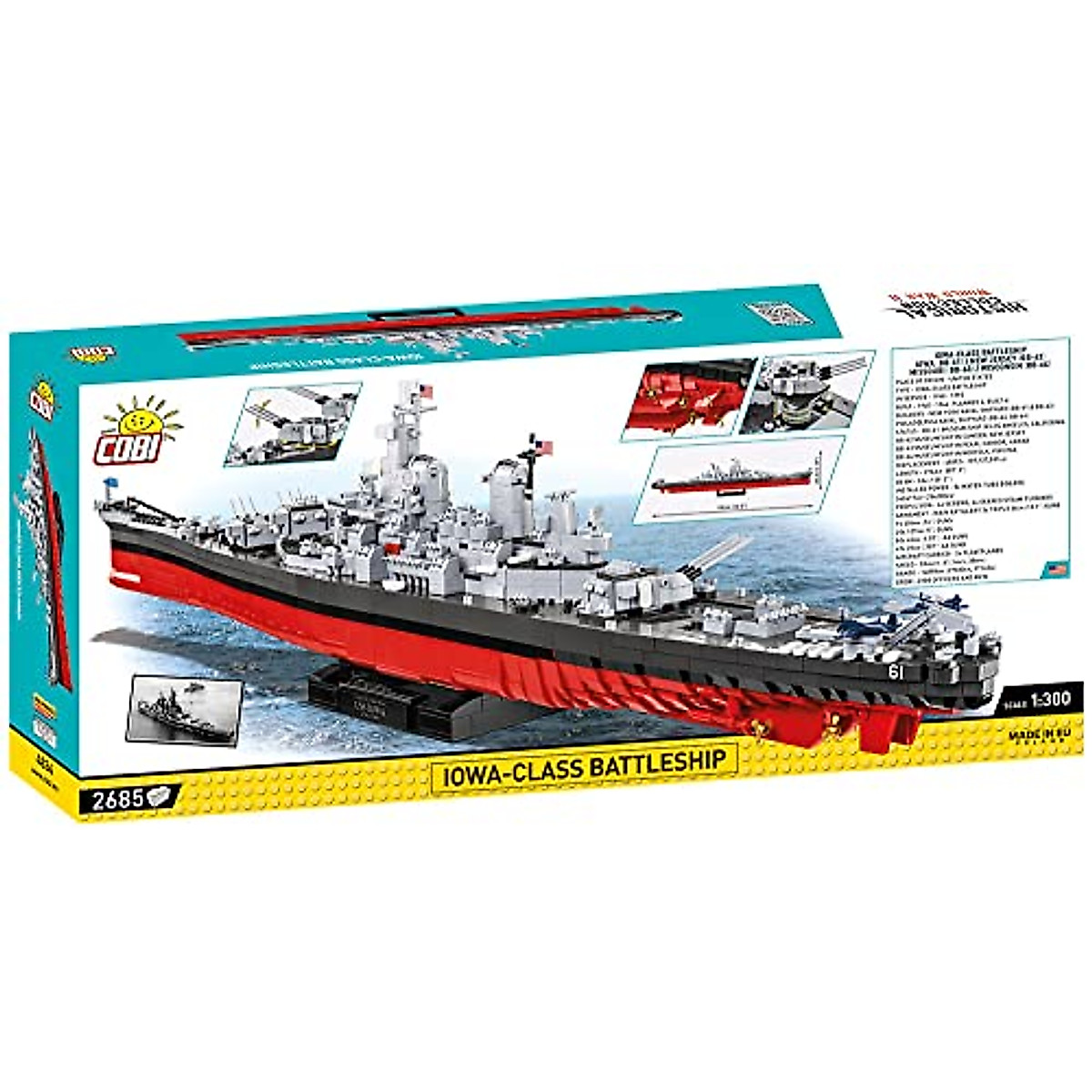 COBI Historical Collection World War II Iowa-Class Battleship, 4-in-1 Executive Edition