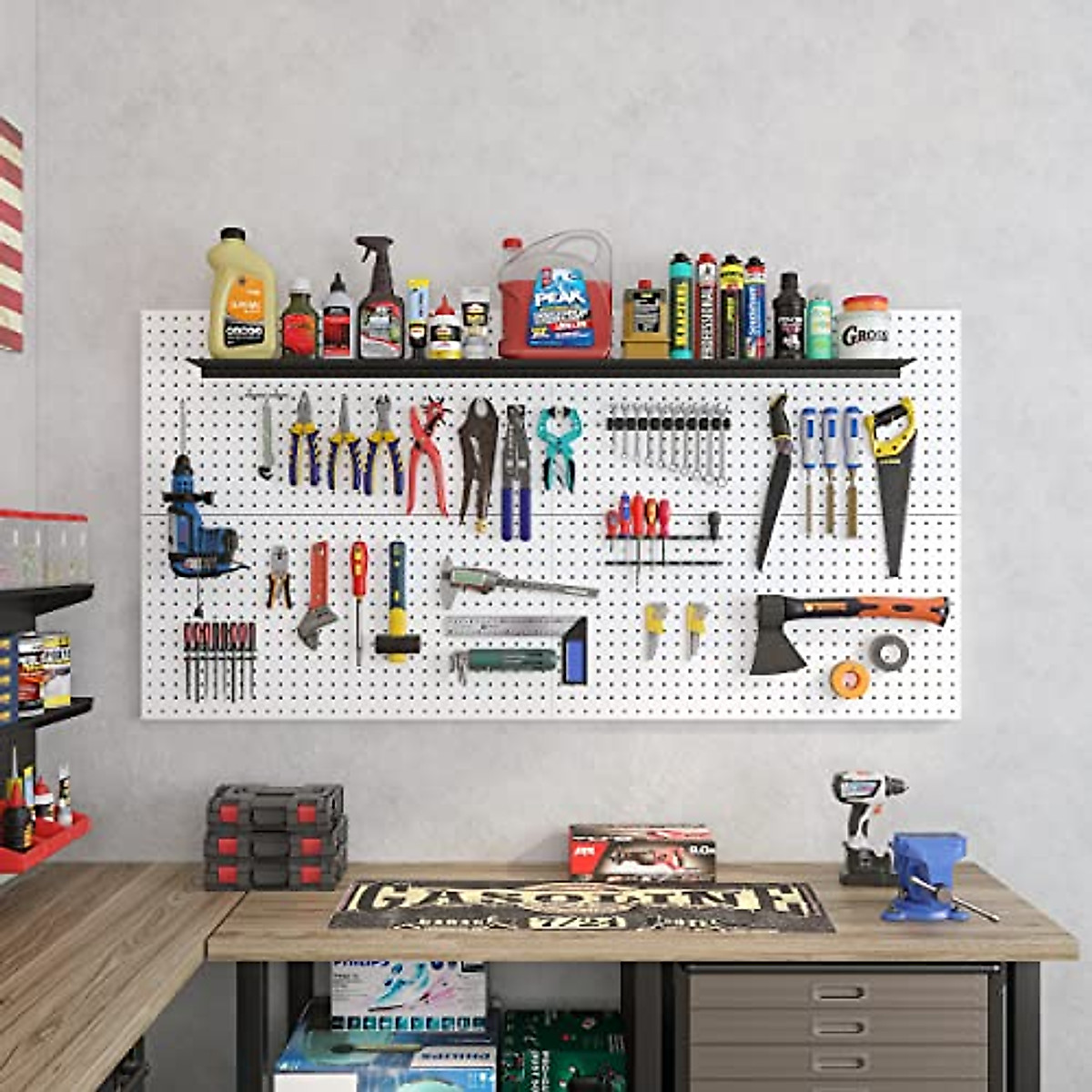 TIDIHAUSET Pegboard, Tool Storage Panel Board Rack for Storage, 16in x 32in Wall Organizer in Silver