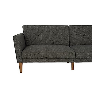 Novogratz Regal Futon with Tufted Linen Upholstery, Grey