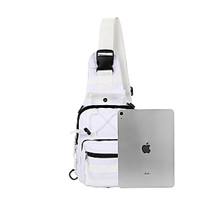 flipfit Tactical Shoulder Bag, Military Every Day Carry Sling Bag, Outdoor Portable Shoulder Pack For Men Women（White