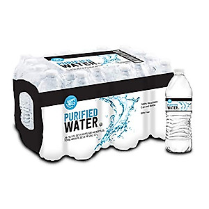 Amazon Brand - Happy Belly Purified Water, Plastic Bottles, 16.91 fl oz (Pack of 24)