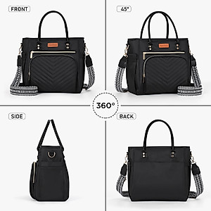 Jomddems Lunch Bag Women,Insulated Lunch Box for Women Men with Shoulder Strap,Portable Reusable Large Adults Cooler Tote Bags for Work Picnic Hiking Beach (Black)