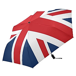ALAZA United Kingdom Uk Flag 3 Folds Auto Open Close Umbrella Travel Folding Umbrellas