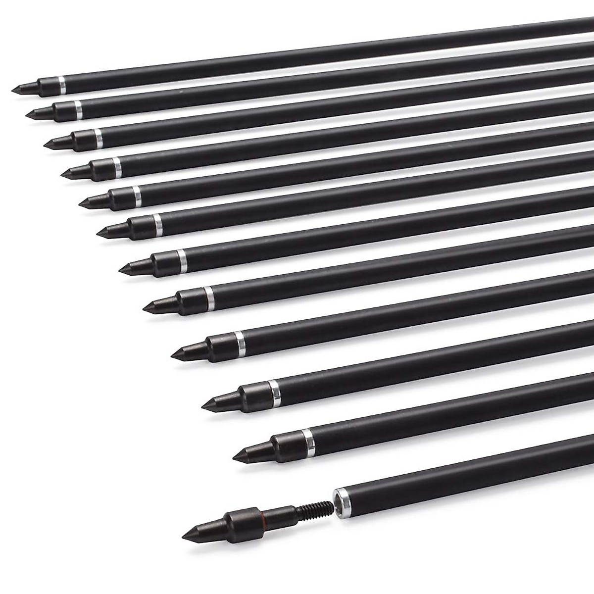 Archery Carbon Arrow Hunting Target Practice Arrows 30 Inch with Removable Tips for Compound & Recurve Bow 500 Spine 12PCS