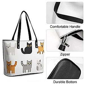 Womens Handbag Animal Cat Leather Tote Bag Top Handle Satchel Bags For Lady