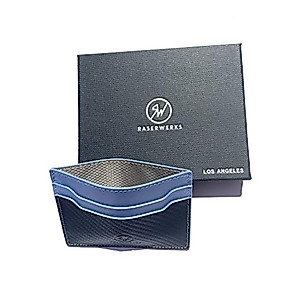 Motorsport Wallet - slim carbon fiber leather with RFID protection card case (Powder Blue)