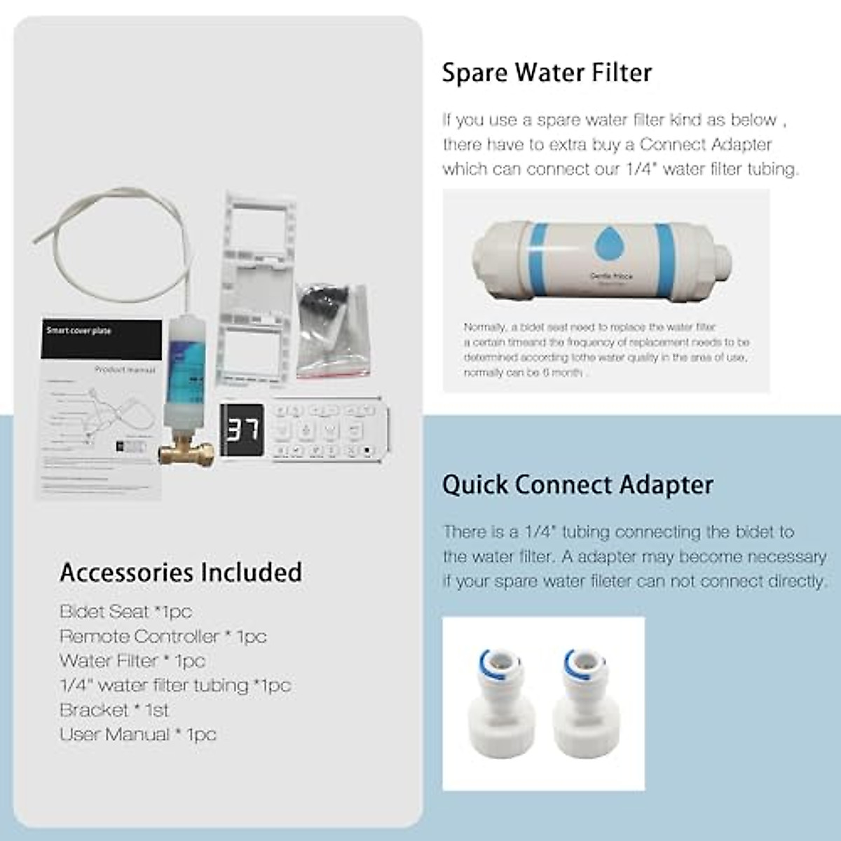 MEJE #001U-Electronic Bidet Seat for Elongated Toilets with Remote Control, Temperature Display Heated Toilet Seat,Auto Open and Close,Warm Air Dryer and Temp Controlled Wash Functions (White)
