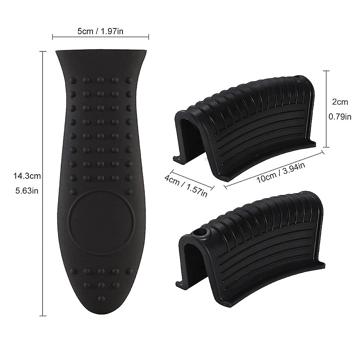 3 pcs Pot Side Handle Sleeve, Frying Pan Handle Covers Holders, Silicone Assist Hot Cookware Skillet Handle Covers Mitts, Cool Kitchen Gadget Anti Scalding Accessories(Black)