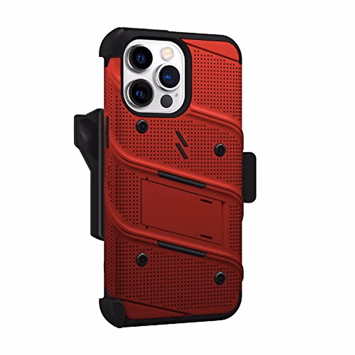 ZIZO Bolt Bundle for iPhone 14 Pro Max (6.7) Case with Screen Protector Kickstand Holster Lanyard - Red