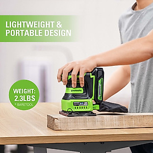 Greenworks 24V Cordless 1/4 Quarter Sheet Sander with 2Ah Battery and Charger