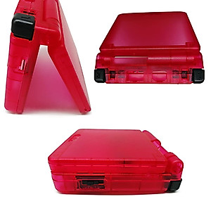 Cowhilan Replacement Clear Full Housing Shell Case Compatible with Gameboy Advance SP GBA SP Console, Send with Game Card Shell, Transparent Red
