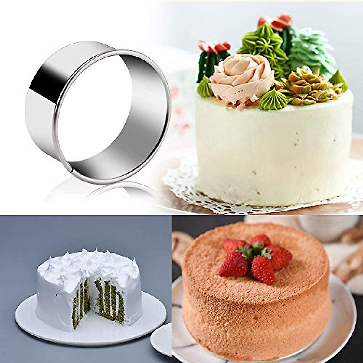 5 Piece Stainless Steel Round Cookie Cutter Set, Biscuit Plain Edge Round Pastry Donut Doughnut Cutters in Graduated Sizes Shape Molds (5 PCS Cookie Cutter)