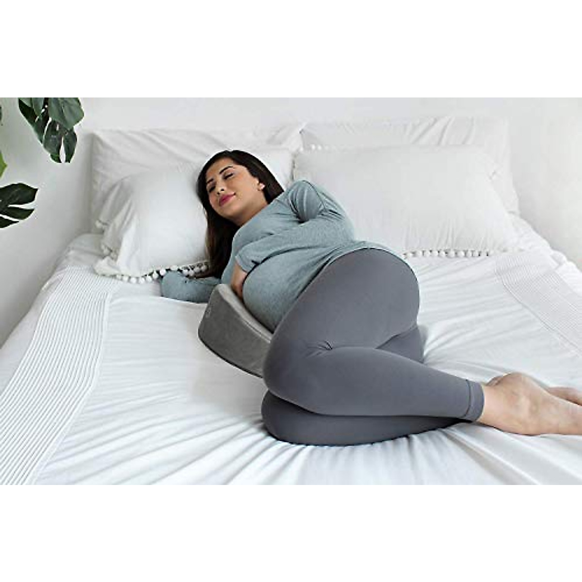 PharMeDoc Pregnancy Pillows for Sleeping Wedge Pillow, Maternity Pillow,Belly Wedge Memory Foam, Pregnancy Must Haves, New Mom Gifts for Women, Velvet Grey Cover