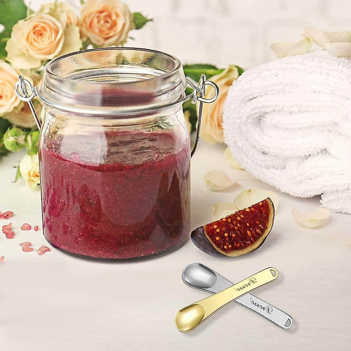 6 Pack Metal Makeup Spatula, Mini Spoon, Beauty Scoop for Facial Cosmetic, Face Mask (Silver,rose gold& Gold)