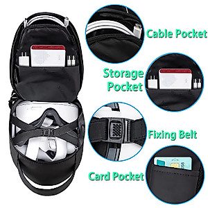 Carrying Case for Oculus Meta Quest 3, Quest 2, Vision Pro, Hard Crossbody Travel Bag for Meta Quest Pro Gaming Headset and Controllers, Lightweight VR Accessories with Portable USB Charging Port