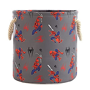 Marvel Spiderman 3 Piece Multi Size Fabric Nestable Toy Storage Basket Set, with Rope Carry Handles