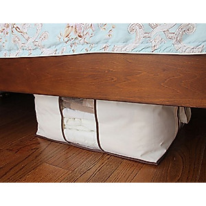 MISSLO Jumbo Zippered Storage Bags for Closet King Comforter, Clothes, Blanket Organizers Heavy Fabric Space Saver