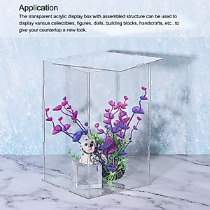 MECCANIXITY Clear Display Case, Acrylic Box Assemble Dustproof Box Showcase, 7.9x7.9x11.8inch for Collectibles, Crafts