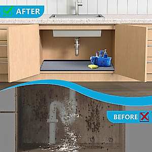 Furneet Under Sink Mat for Kitchen Waterproof, 31" x 22" Silicone Under Sink Liner, Under Sink Cabinet Organizers and Storage, Kitchen Sink and Cabinet Protector, Under Sink Tray for Bathroom(Grey)