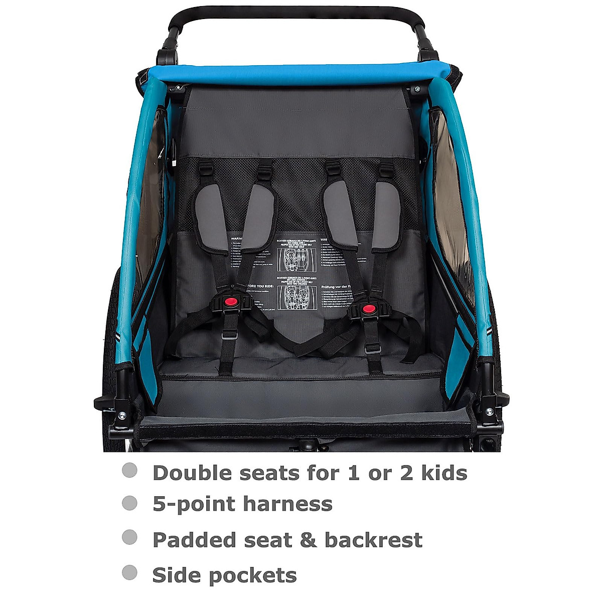 Veelar Sports Suspension Bike Trailer & Stroller 2 in 1 Double Seat for Toddlers, Kids, Child Bicycle Carrier Jogger (Blue)