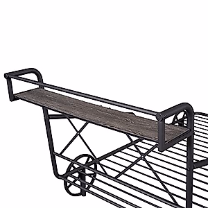 Twin Size Metal Platform Bed Frame with 4 Wheels and Storage Shelf, Car-Shaped Metal Bed with for Kids Teens Boys Girls, No Box Spring Needed, Under Bed Storage (Black)