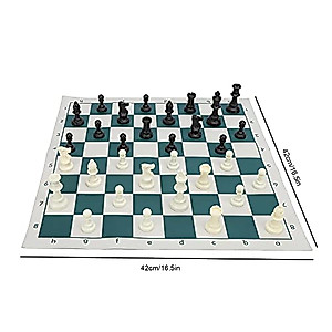 HERCHR Roll Up Chess Set, 32 Tournament Chess with Chess Board and Storage Bag Combo