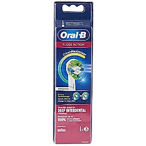Oral-B FlossAction Replacement Heads for Electric Toothbrush with CleanMaximiser Technology, Pack of 3