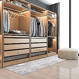 Abstract bloom Boho Chic Tribal Distressed Runner Rug 2'X6', Monaco Collection Area Rug for Living Room Washable Farmhouse Geometric Super Soft Throw Rug for Bedroom Bathroom Office Dorm (Brown 2'X6')