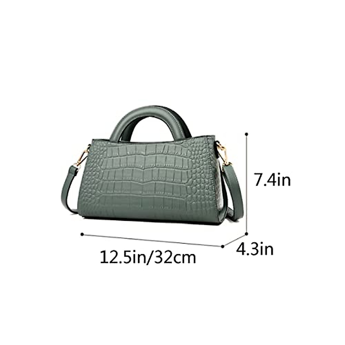 SMALLBLUER Women Crocodile Pattern Handbag Commuter Shoulder Bag Crossbody Bags-Black