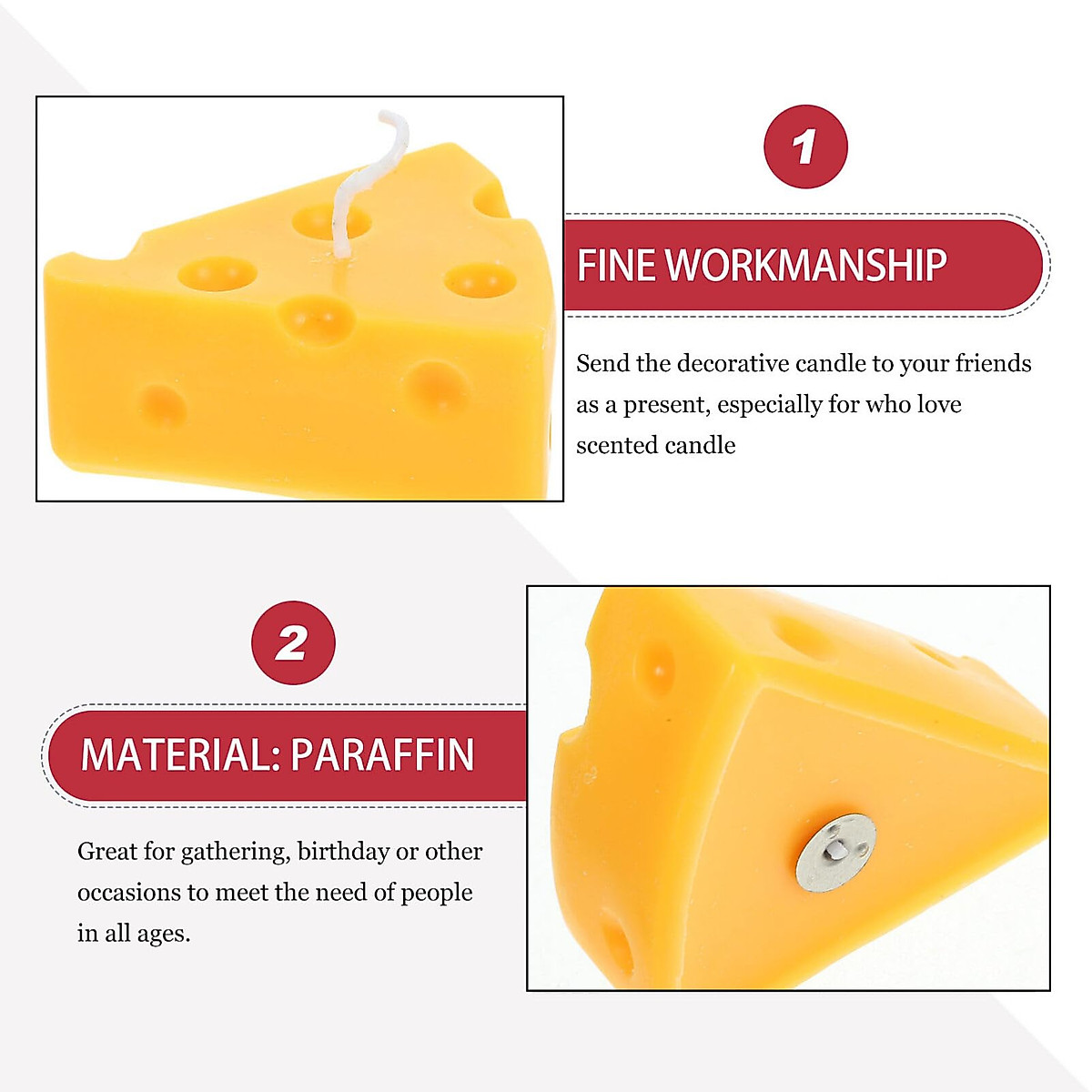 2pcs Scented Candle Set, Cheese Shaped Scented Candles Photo Props Decorative Candle for Home Scented Birthday for Women