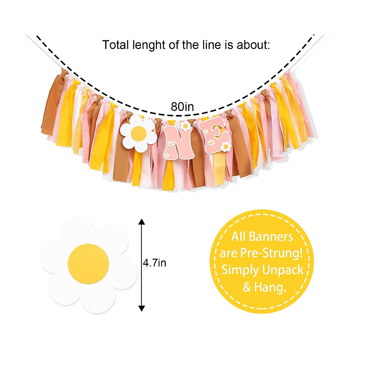 Groovy One First Birthday High Chair Banner - One Groovy Birthday Decorations,groovy Baby Shower,hippie First Birthday Highchair Banner,daisy 1st Birthday Garland,cake Smash Backdrop Banner