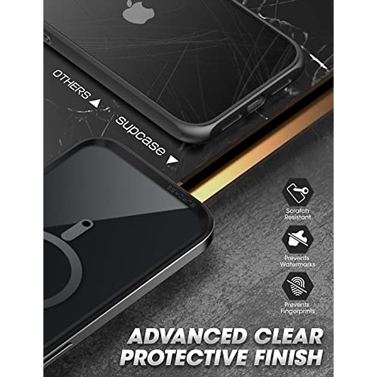 SUPCASE Unicorn Beetle EdgeMag Case for iPhone 14 Pro 6.1", Compatible with MagSafe Slim Frame Clear Protective Case with Built-in Screen Protector (Black)