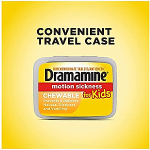 Dramamine Motion Sickness for Kids, Chewable, Dye Free, Grape Flavored, 8 Count