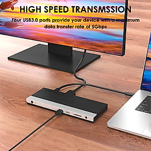 WAVLINK USB C Docking Station 4K Triple Display (2 HDMI + 1 Displayport) with 100W PC Charging, Gigabit Ethernet, 4 USB 3.0, SD/TF Card Slot, Audio, for Dell HP MacBook Lenovo and Other USB C Laptops