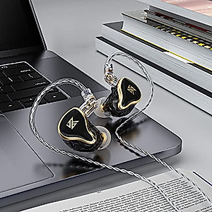 KZ ZAS IEM Earphones,16-Unit Hybrid High-Frequency 7BA+10mm Dual DD HiFi Stereo Sound Earphones Noise Cancelling Earbuds Built-in Callable(in-Ear Headphones Wired Black with Microphone)