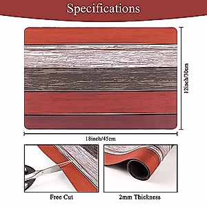 U'Artlines Retro Rustic Wood Texture Placemats Set of 6,Stain Resistant Waterproof Table Mats Trivets for Hot Dishes Washable Rubber Heat Resistant Placemat for Kitchen Dining Table Decoration,Red