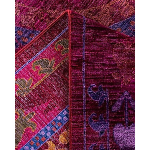 Solo Rugs Fine Vibrance, One-of-a-Kind Hand-Knotted Area Rug - Red, 9' 1" x 12' 0"